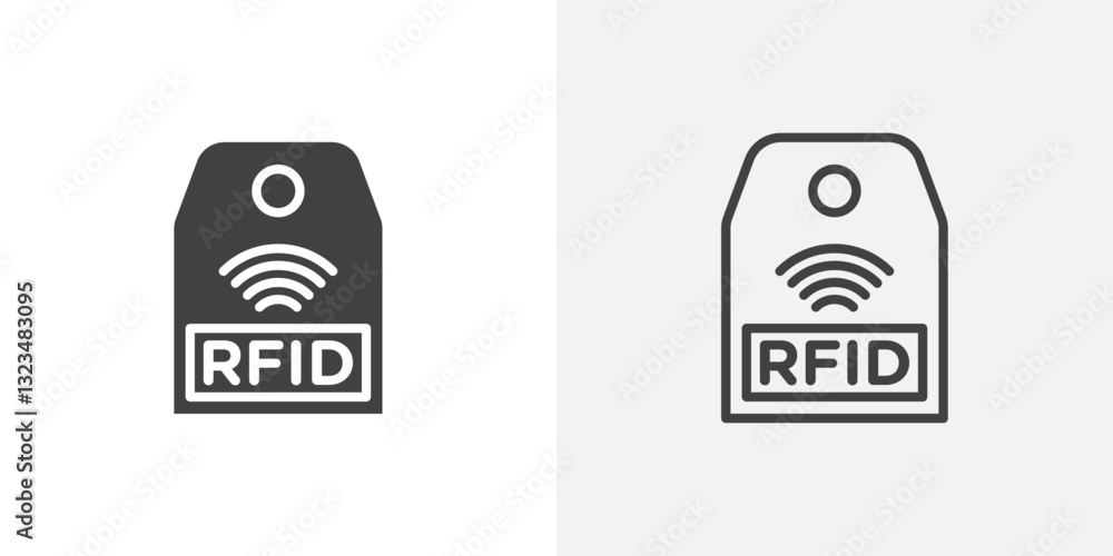 RFID key tag icons in filled and outline versions for ui designs Stock ...