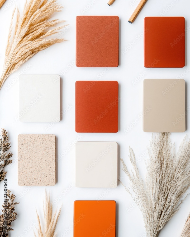 Earthy Minimalist Color Palette Terracotta and Neutral Material Samples ...