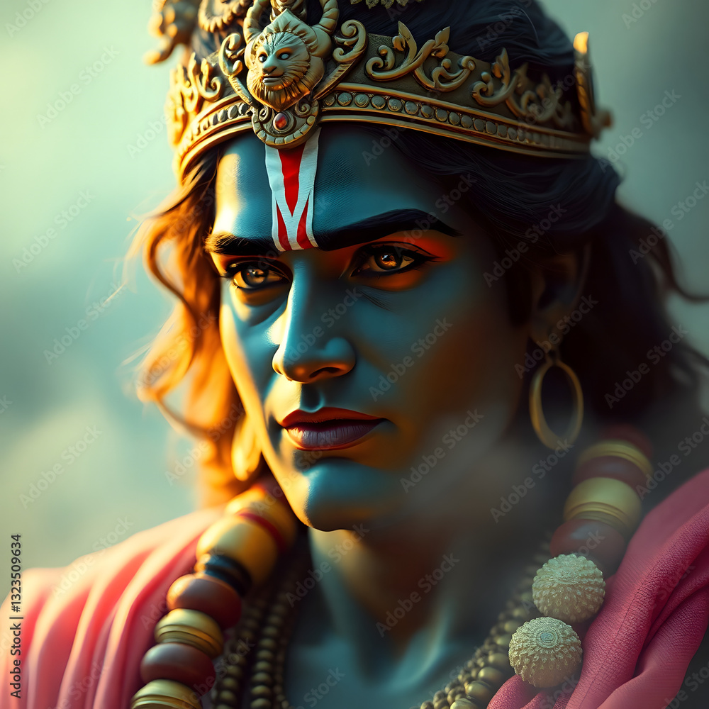 Stock-Illustration „A divine full-body portrayal of Lord Rama in ...