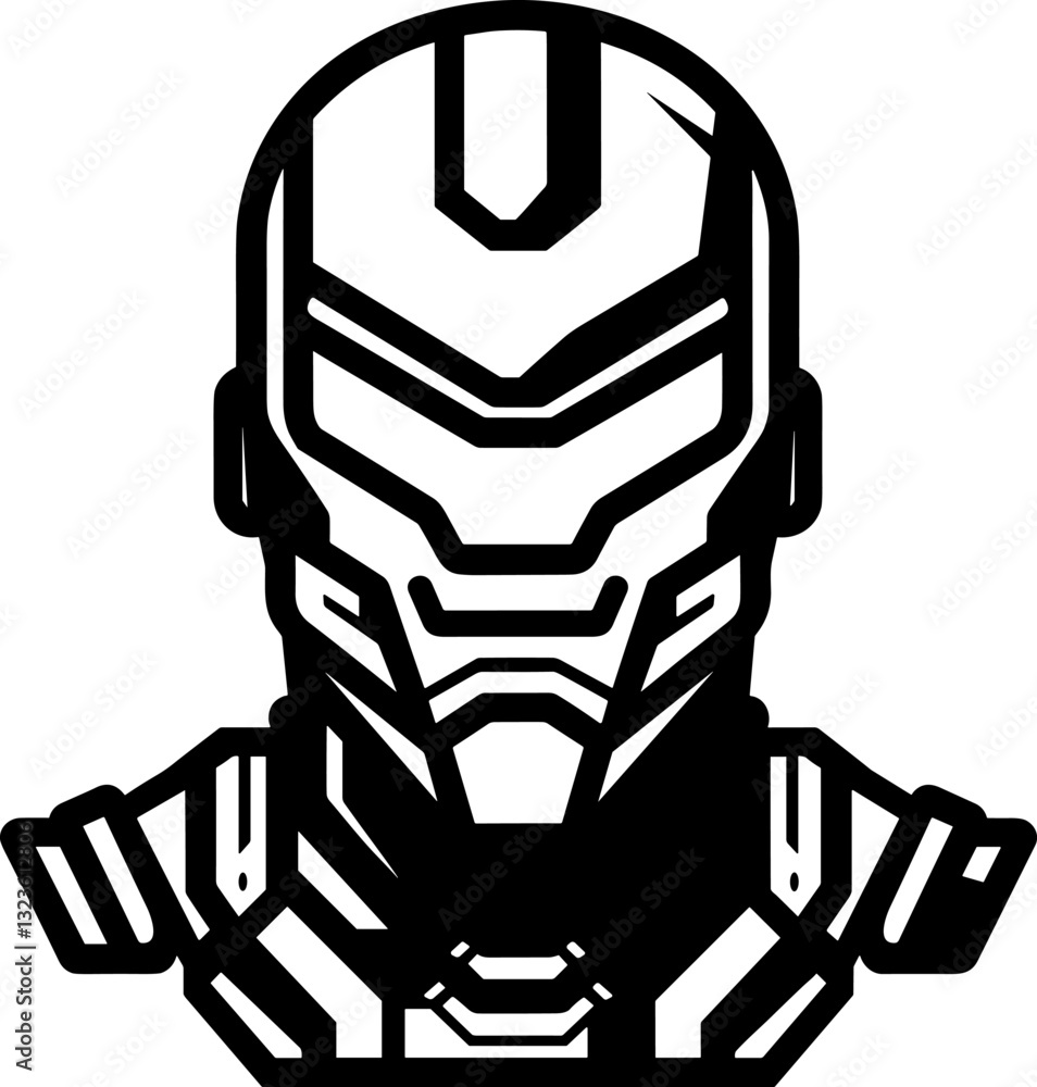 Futuristic Robot Armor Icon: A Bold Graphic Design for Tech and Sci-Fi ...