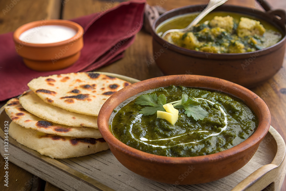 Sarson ka Saag with Makki ki Roti Image. High-Quality North Indian ...
