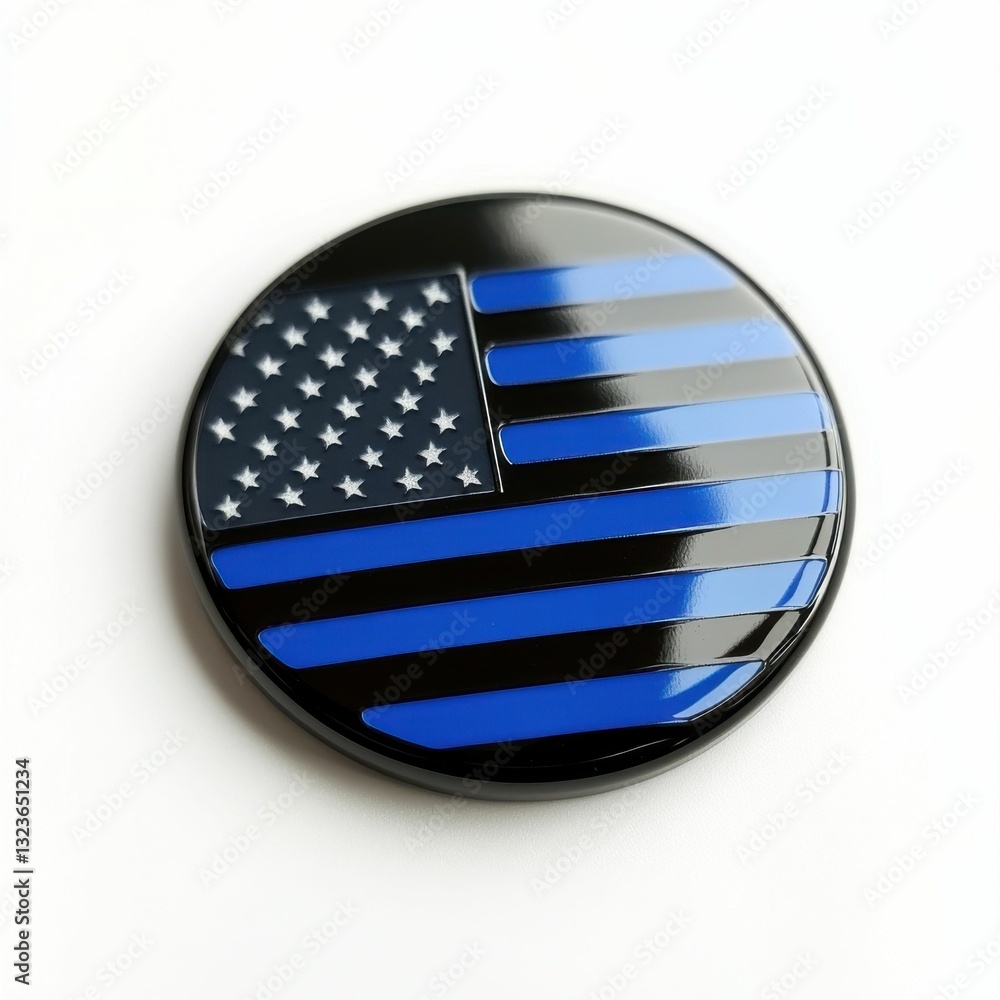 Thin Blue Line Badge. American Law Enforcement Cop Button for Police ...
