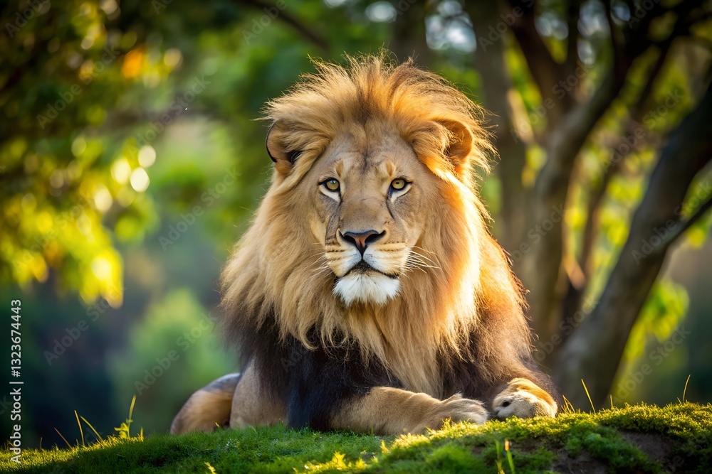 Stock-Foto „Lion Wild Animals Nature Wallpaper desktop Copy Space milkyhexddway Backgrounds for ...