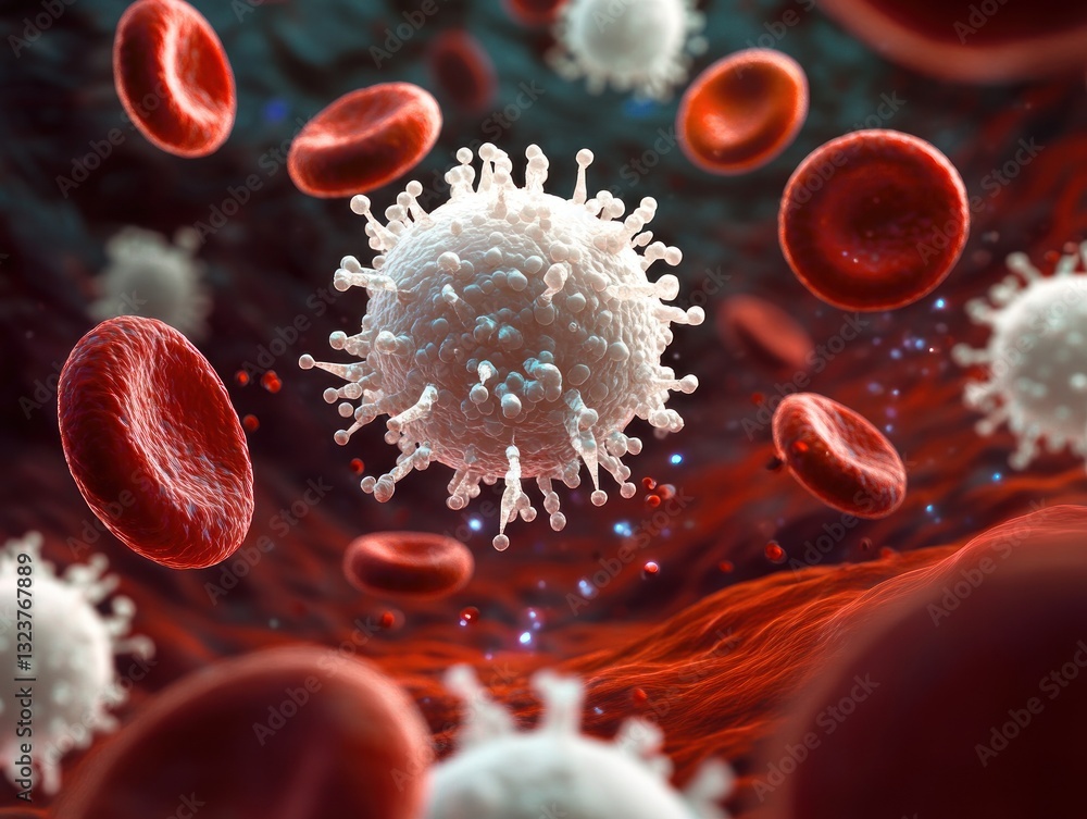White Blood Cell Interaction with Red Blood Cells Immune Response ...