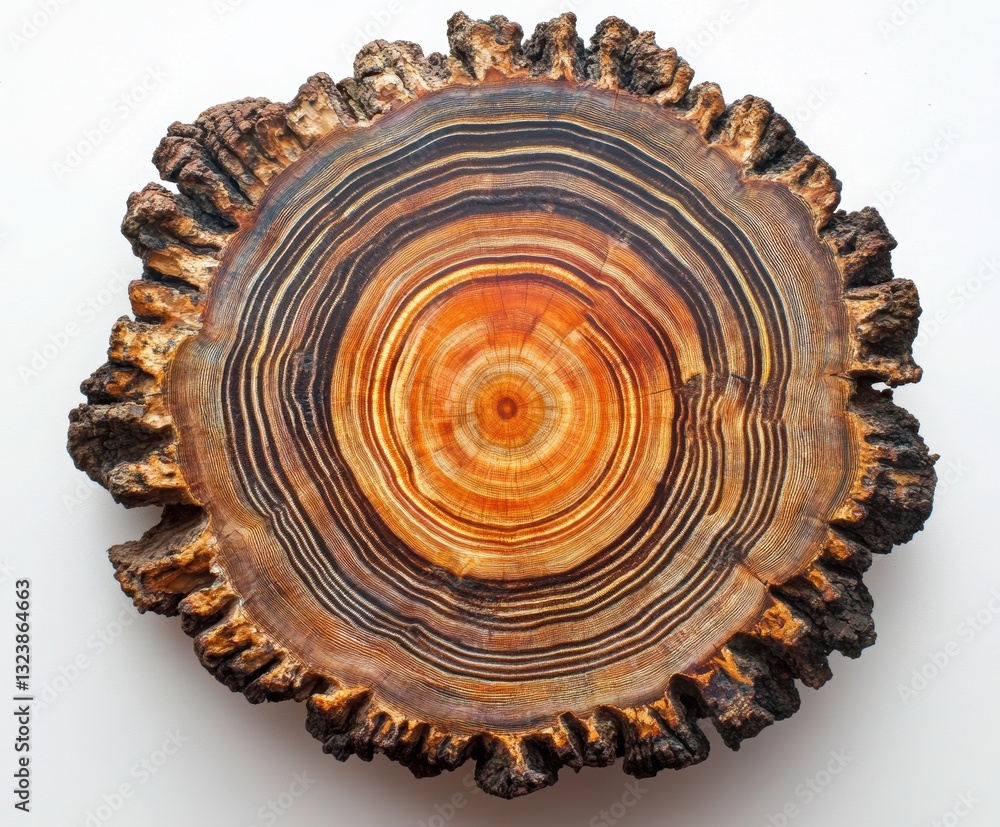 Time in Timber: A detailed macro shot of a tree cross-section ...