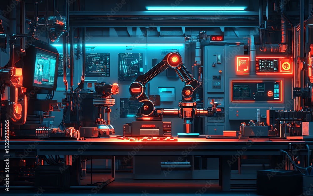 A nextgen smart factory with AI algorithms, IoT sensors, and autonomous robots improving ...