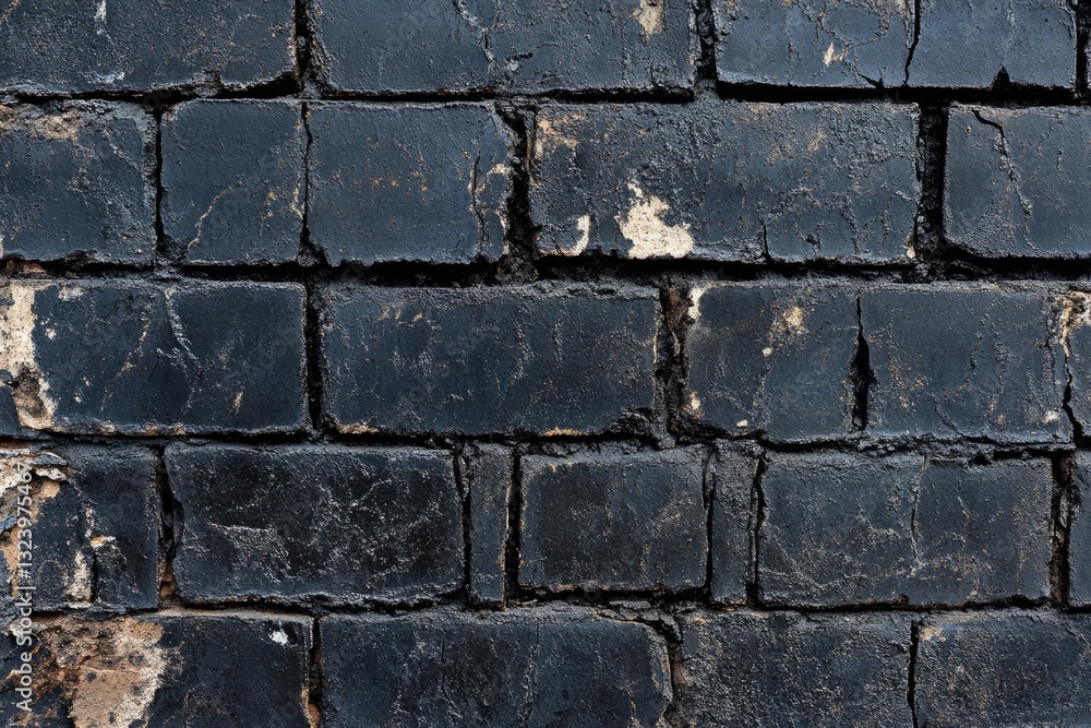 Dark brick wall texture. Close-up view of aged, blackened bricks ...