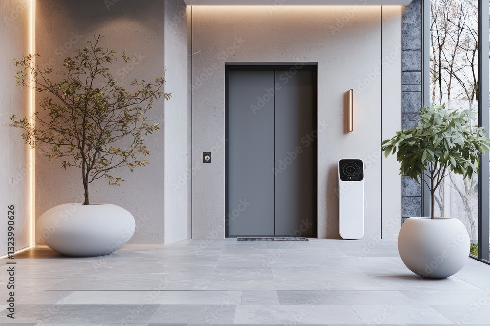 Contemporary entrance with a smart door, modern walls, 2025 trend ...