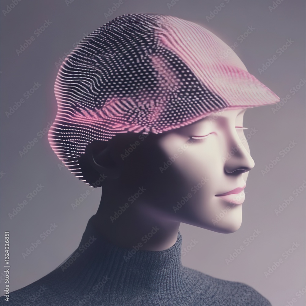 Face of an android woman. Face of a human android, colorful female ...