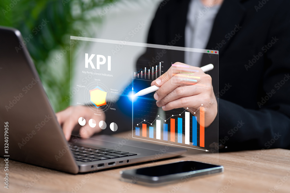 Foto de Stock KPI, dashboard management data System concept ...
