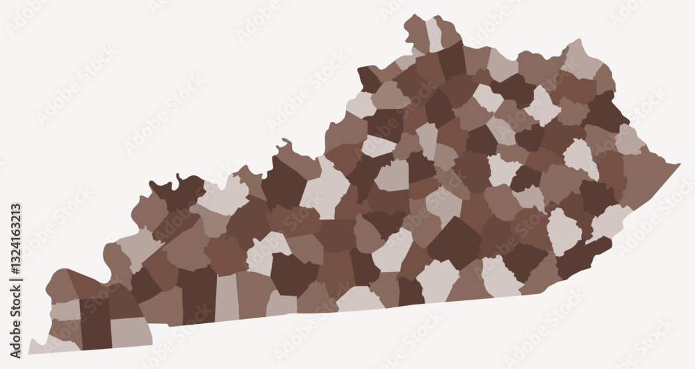 Map of Kentucky with counties. Just a simple state border map with ...