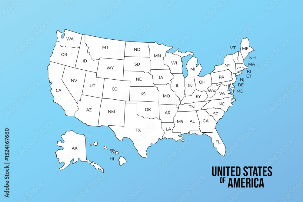 vector map isolated on United states map. Editable blank vector map of ...