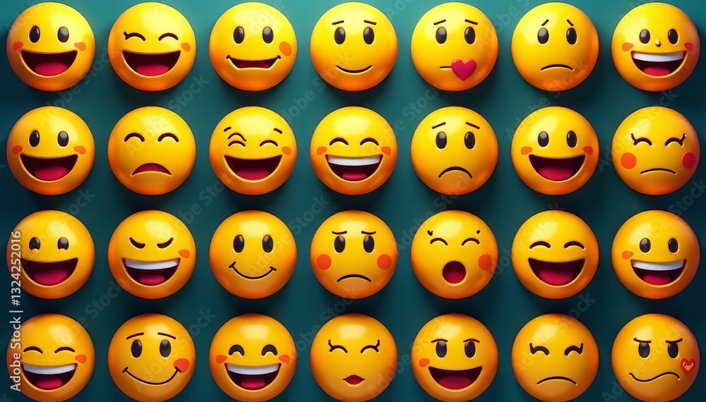 Foto de Stock Rows of smiley face emoticons showing different ...