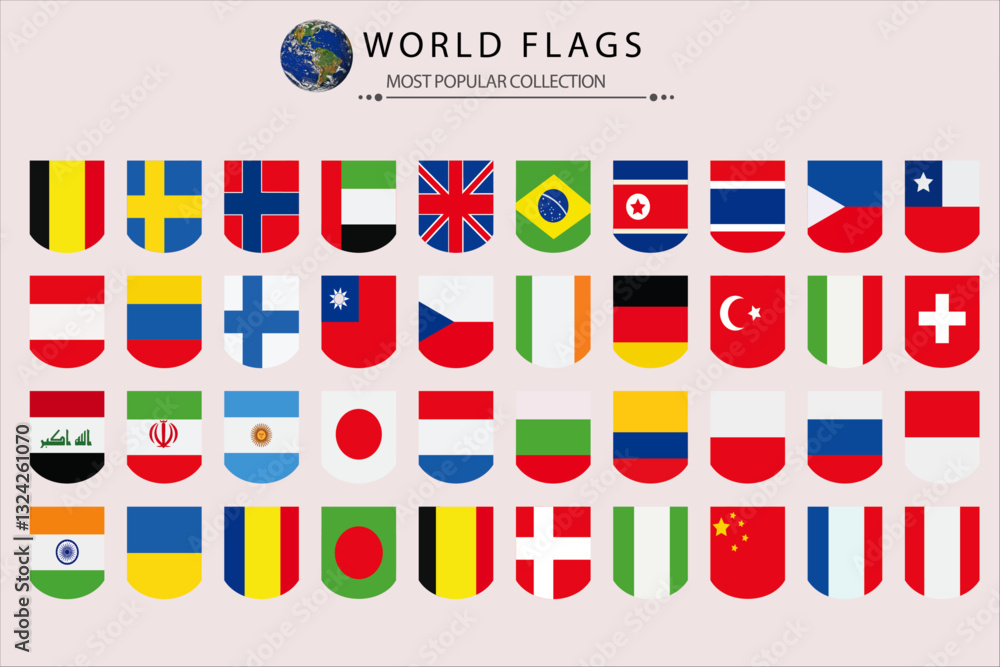 Countries flag big collection. Flags of every country vector set. Stock ...