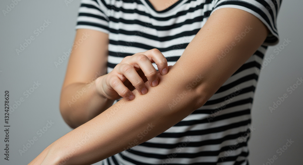 Itchy Skin Relief: Woman Scratching Arm, Eczema, Allergy, Rash ...