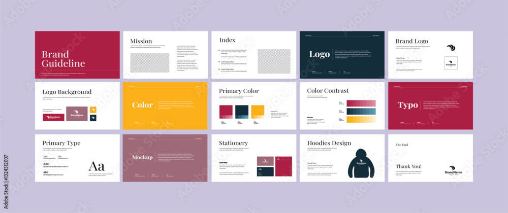 Complete brand guidelines design templates. Creative brand guidelines ...