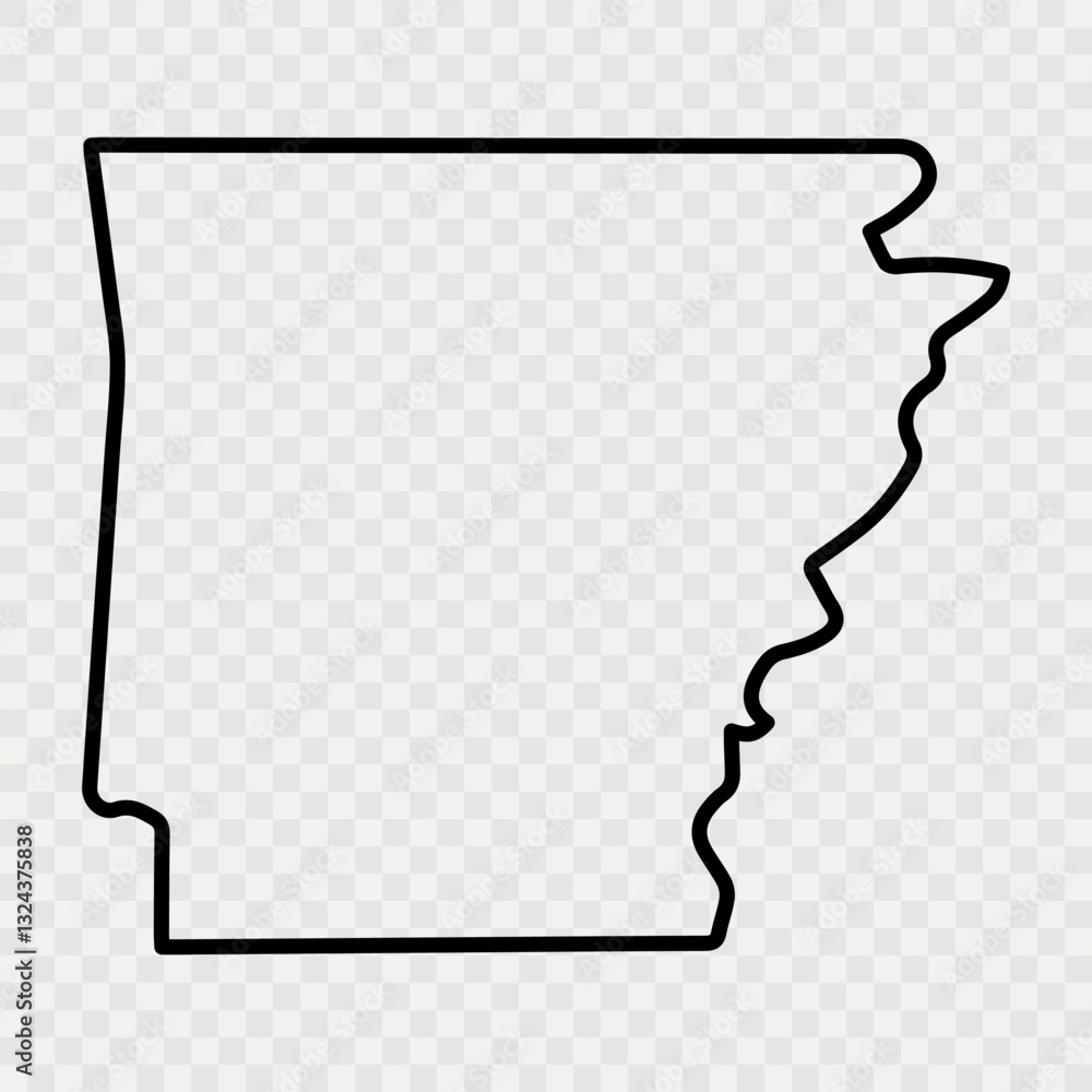 Arkansas Map Black, State Border, United States, US America ...