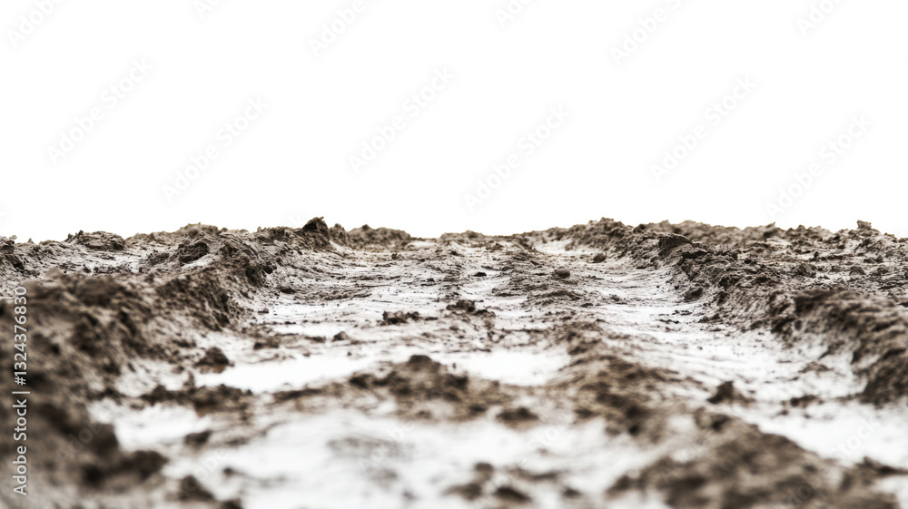Muddy ground covered with melting snow on transparent background Stock ...
