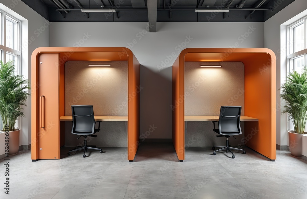 Movable office pods with partition walls allow teams to create private ...