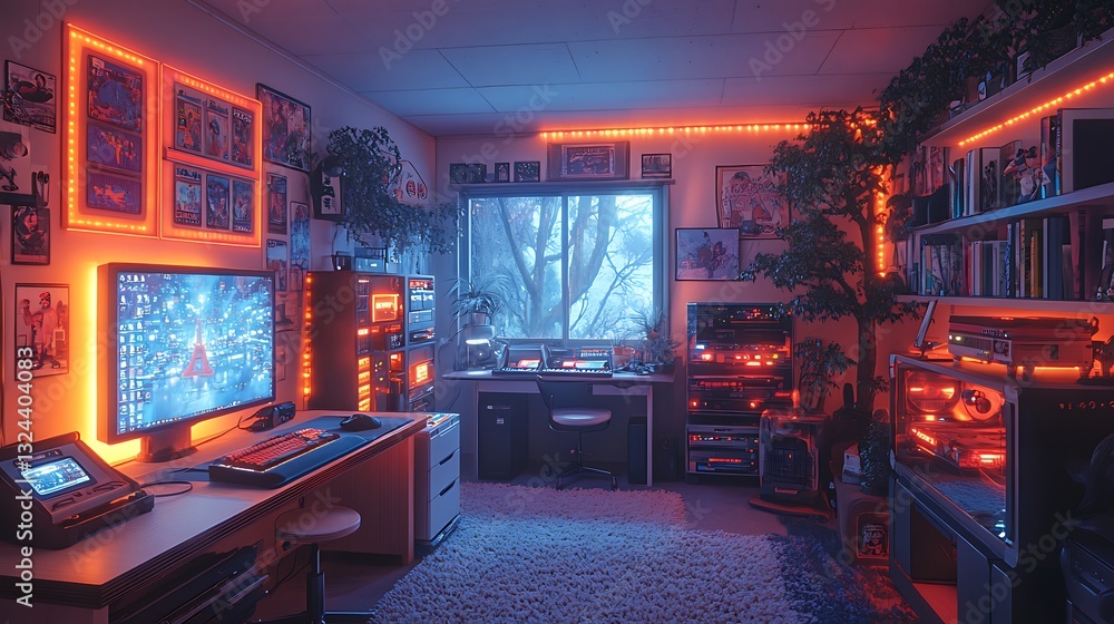 Ultimate 80s video game setup with retro consoles and memorabilia image ...