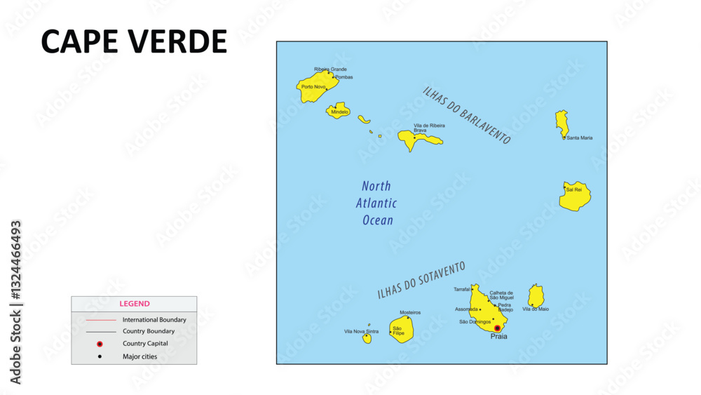 Cape Verde Map. Major cities in Cape Verde. Political map of Cape Verde ...