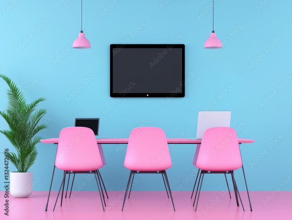 Minimalist online classroom layout with clean lines, modern digital ...