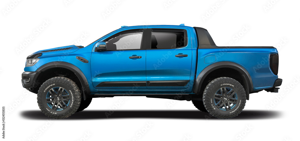 Ford Ranger Raptor pickup truck side view isolated on transparent ...