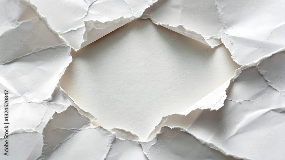Torn White Paper Texture: High-Resolution Image of Ripped, Wrinkled Paper with Hole, Frayed ...