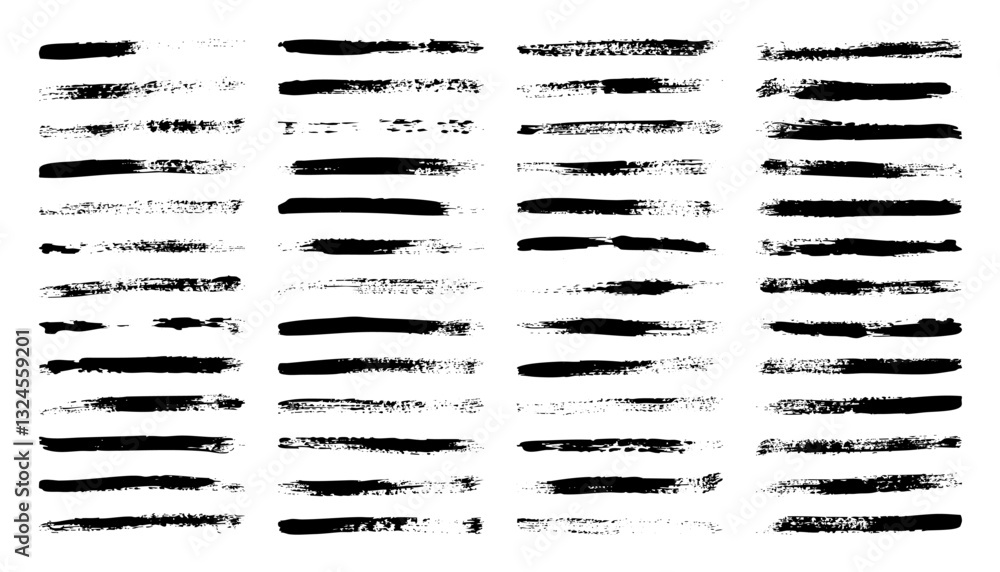 Grunge brush strokes, lines, ink smudges, hand-drawn scribble shapes ...