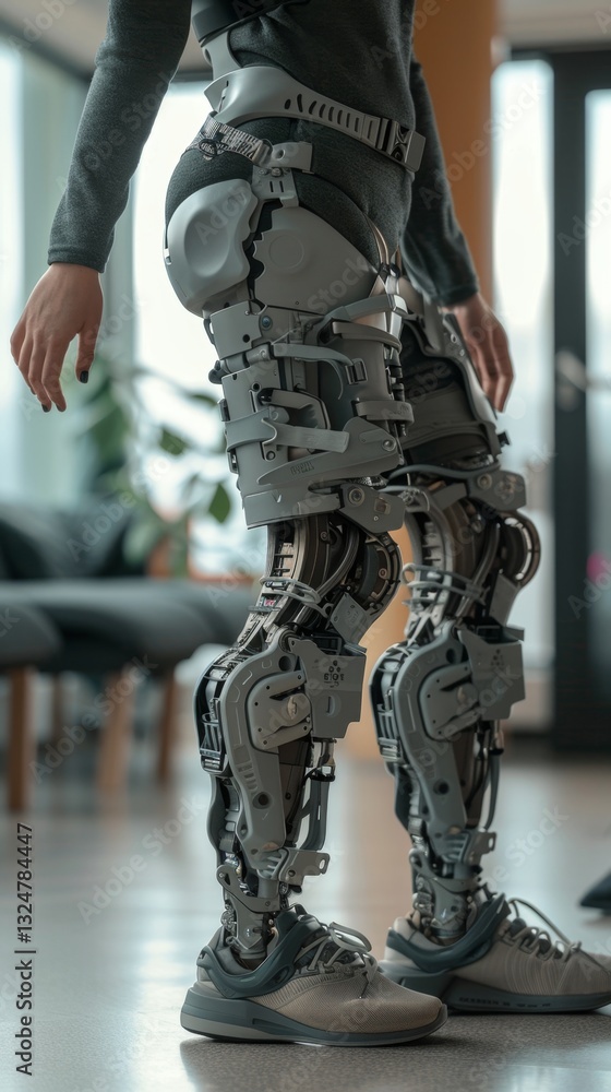 Person enhances mobility with robotic exoskeleton and prosthetic arm in ...