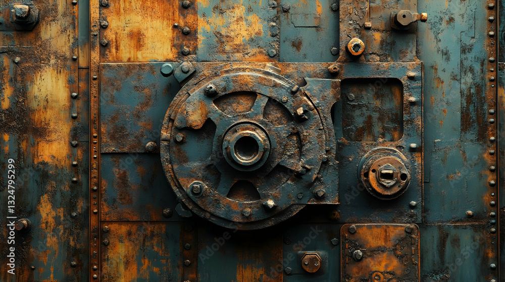 Sci-fi steampunk rusty wall background machinery texture design Stock ...