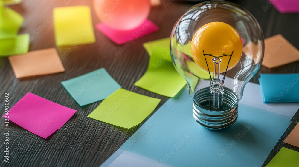 Flat Line Art concept of a brainstorm. Innovation and solution ...