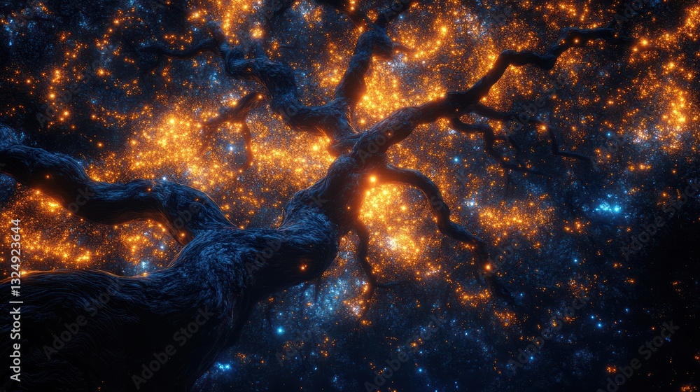 Machine learning decision tree forming elegant branching patterns Stock ...