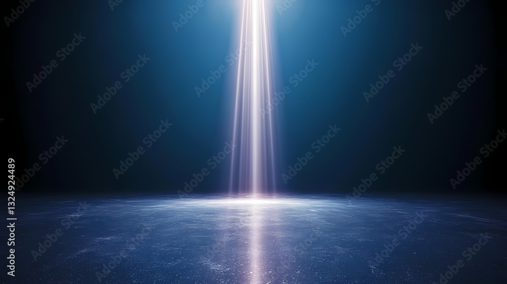 Dark background, distant light source illuminating the dark space from ...