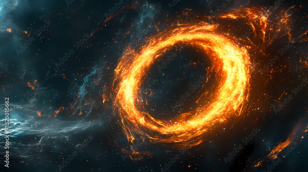 Black hole over star field in outer space, abstract space wallpaper ...