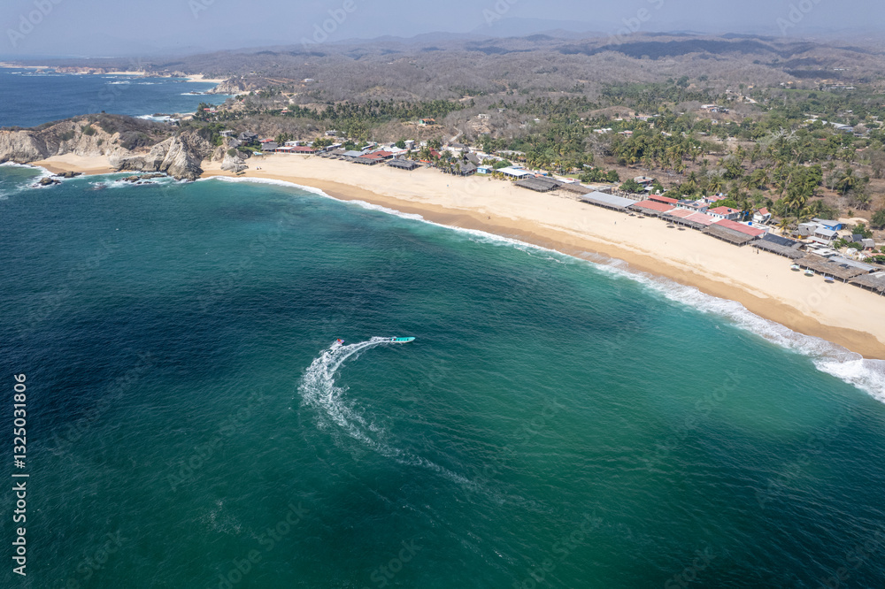 El Faro de Bucerias beach in the municipality of Aquila, Michoacan ...