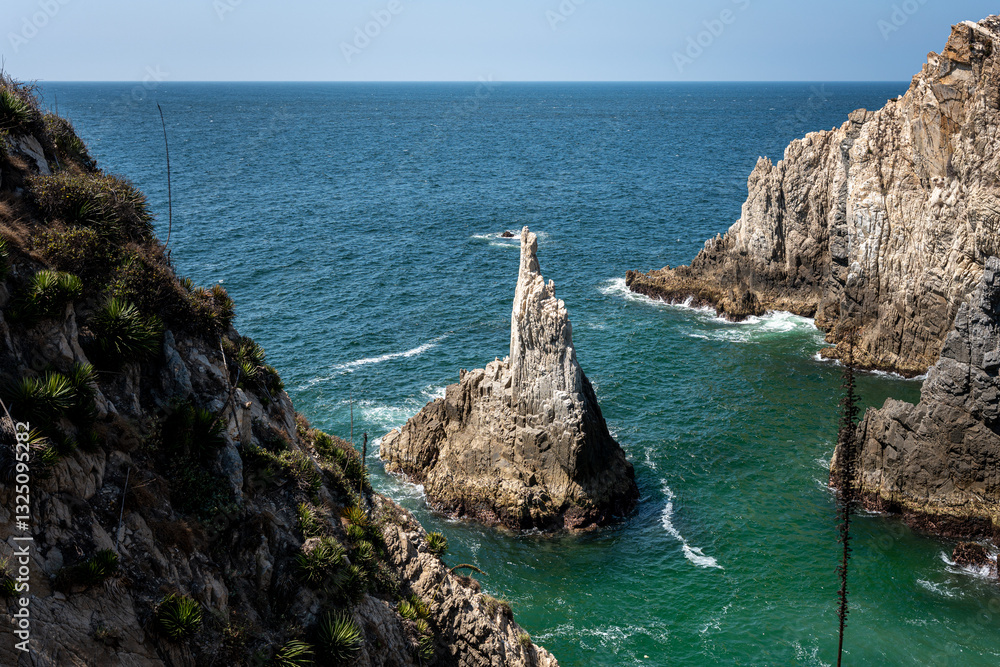 Maruata Beach in the municipality of Aquila, Michoacan, Mexico. el dedo ...