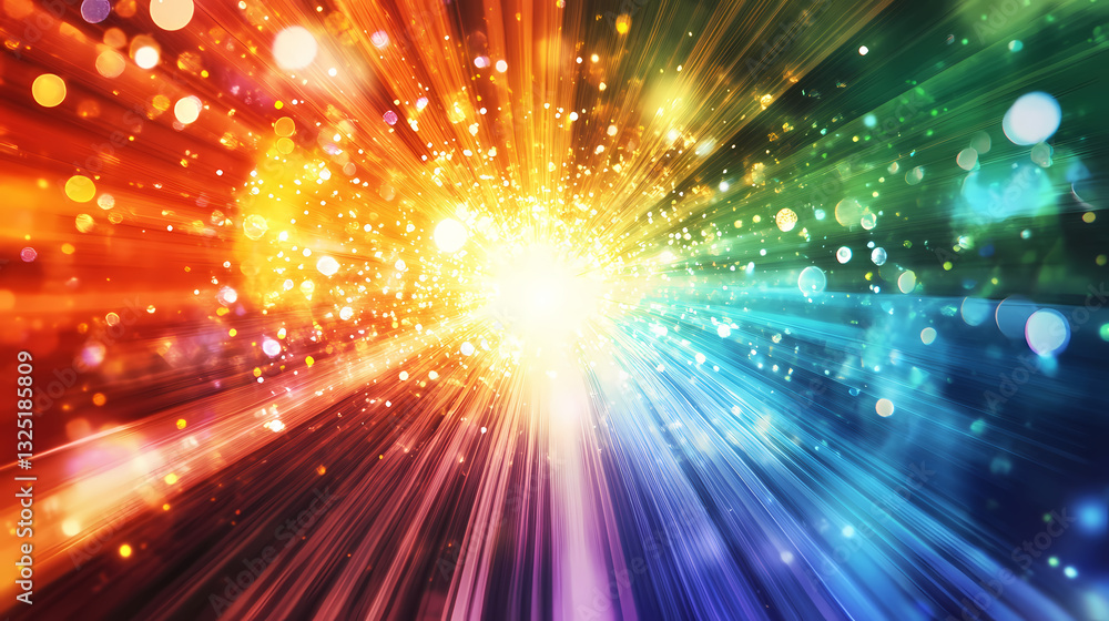 Stunning light rays emanate from a central focus highlighting a ...