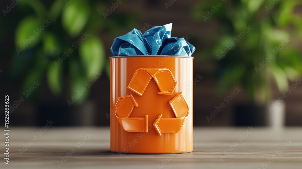 Foto de Stock Canister holding blue tissue paper representing ...