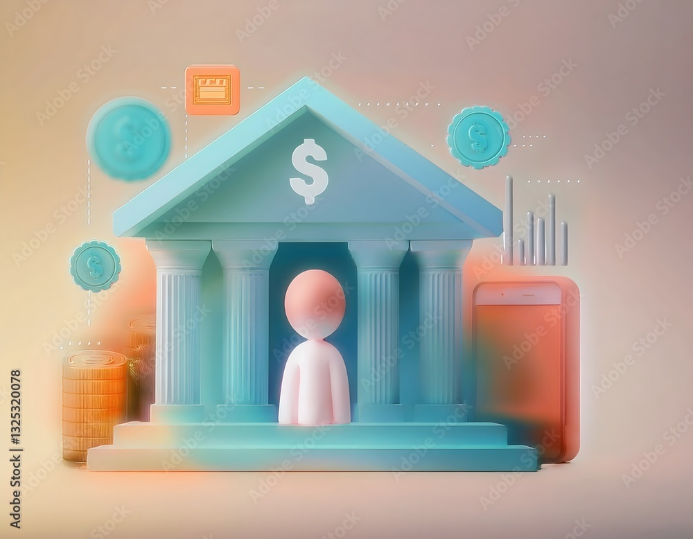 Financial inclusion, economy and technology : 3D icon of Inclusive ...