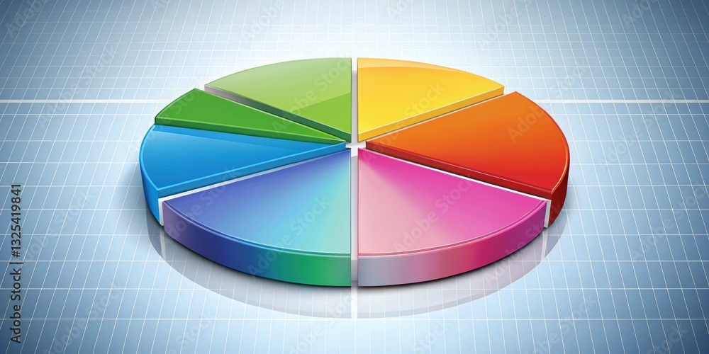 Pie chart layout for infographic presentation with colorful segments ...