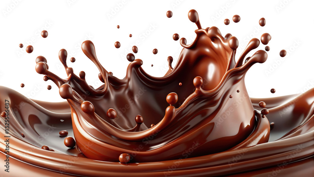 Dark chocolate liquid splash isolated on transparent white background ...