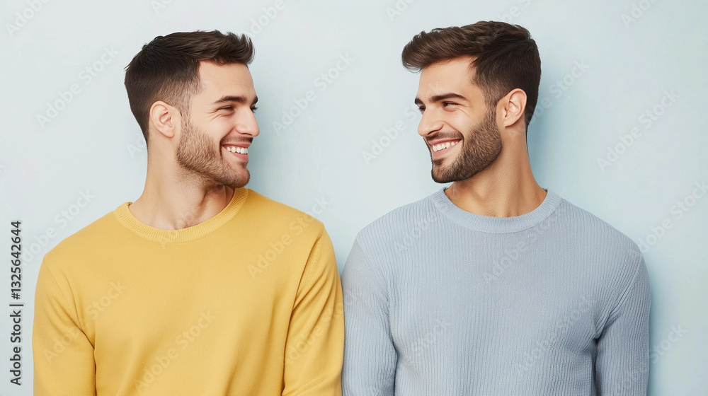 Twin Brothers' Genuine Affection: Two strikingly handsome twin brothers ...