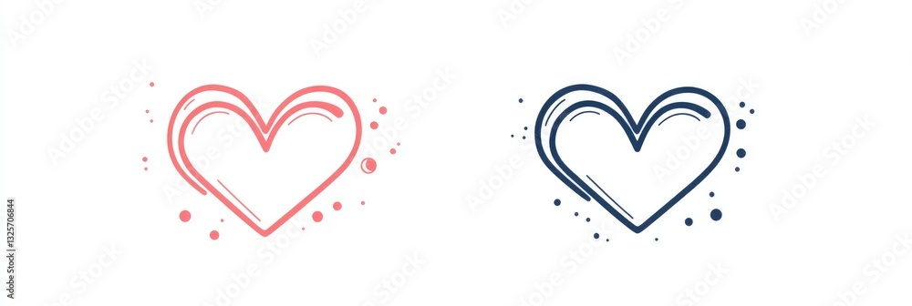 Interlocking Double Hearts Icon: Love Symbol for Favorites and Likes in ...