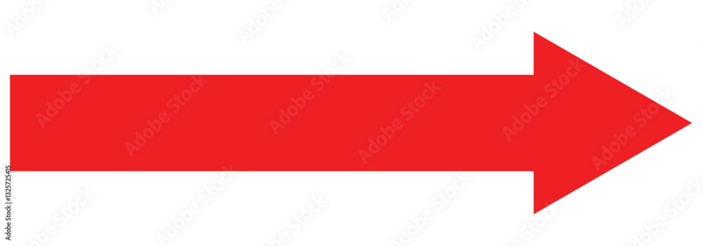 Red arrow forward. Long red arrow icon vector pointing right. Bold ...