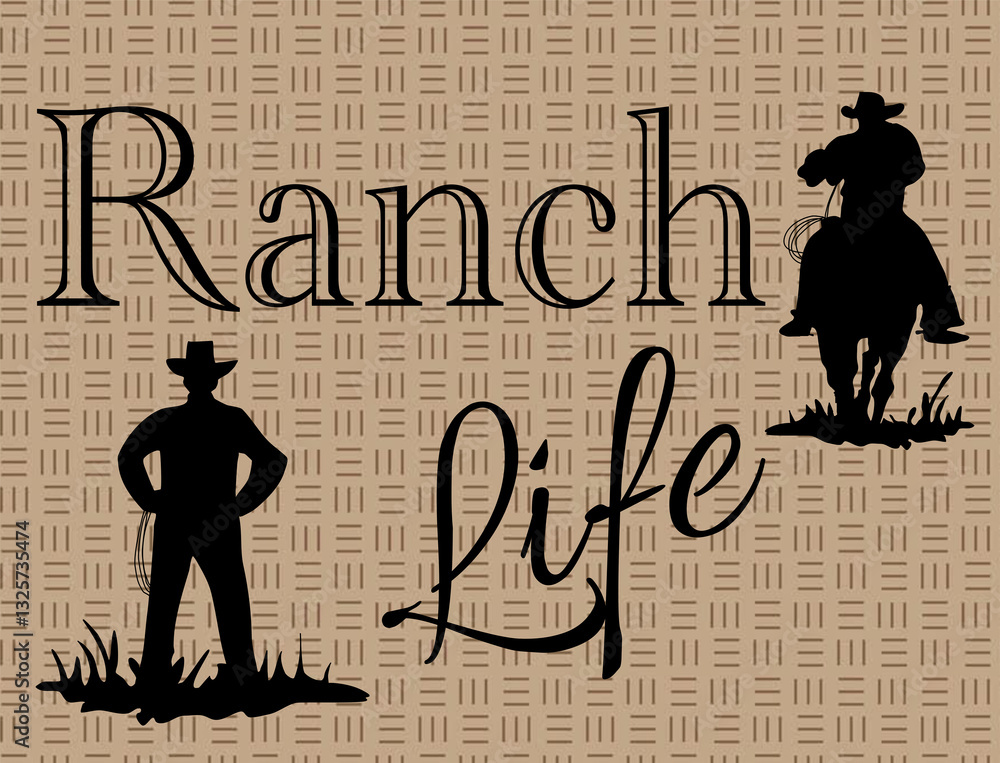 Ranch Life - Cowboy on horse with lasso and stetson hat - old far west ...
