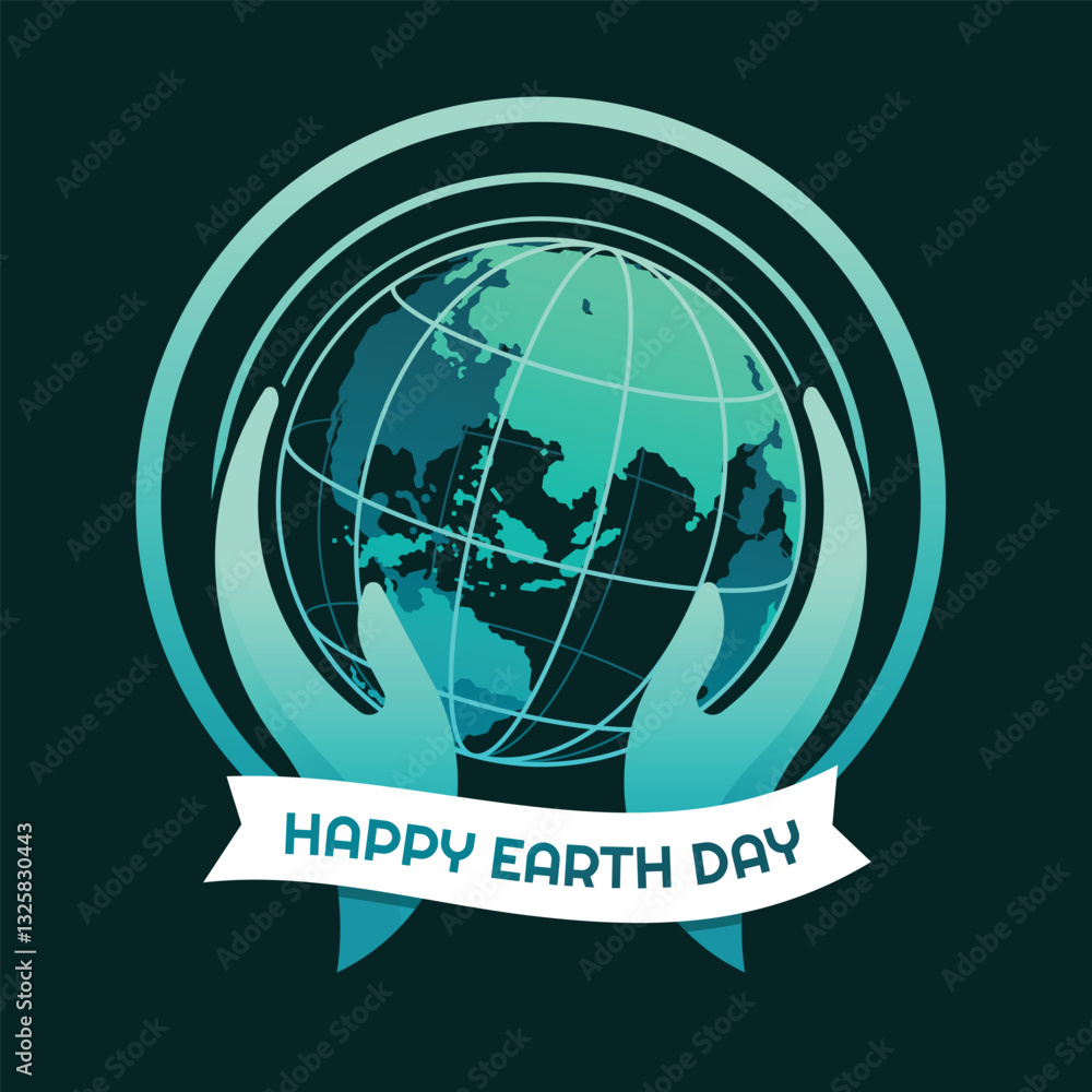 World earth day - hands hold up globe world with circle ring around on ...