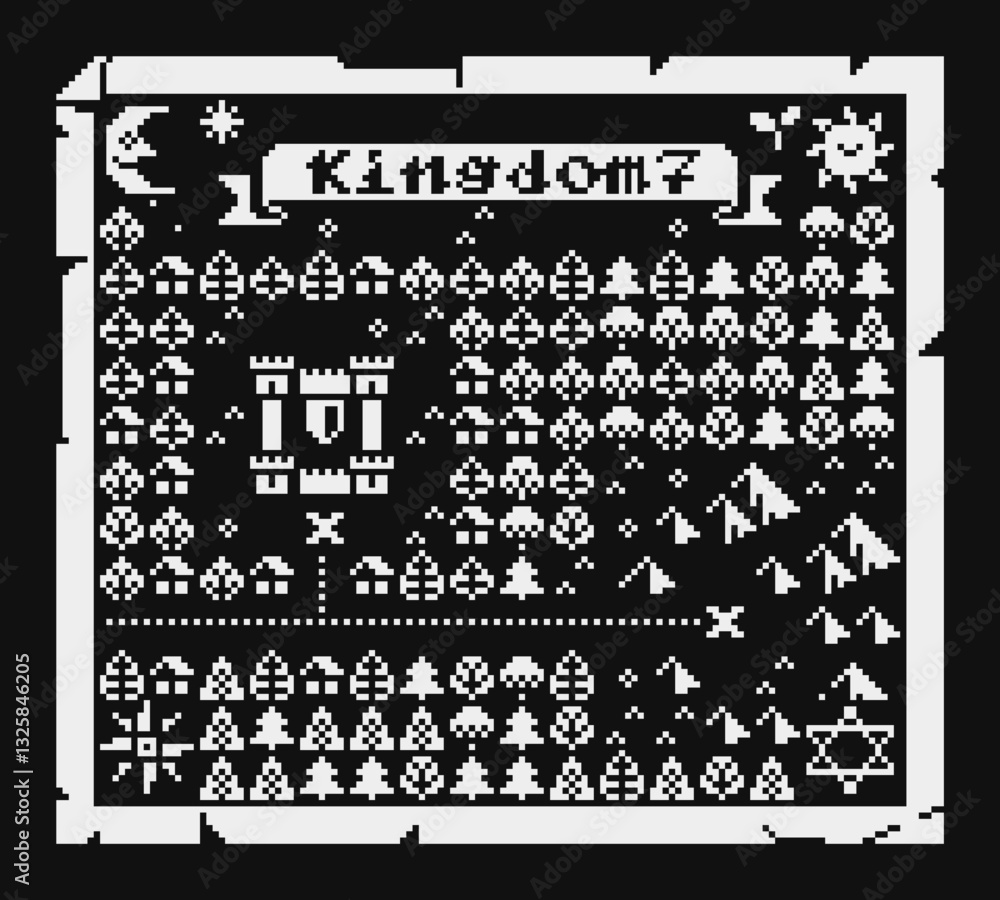 Map game assets 8-bit sprite, puzzle maze, labyrinth, 1 bit, pixel art ...