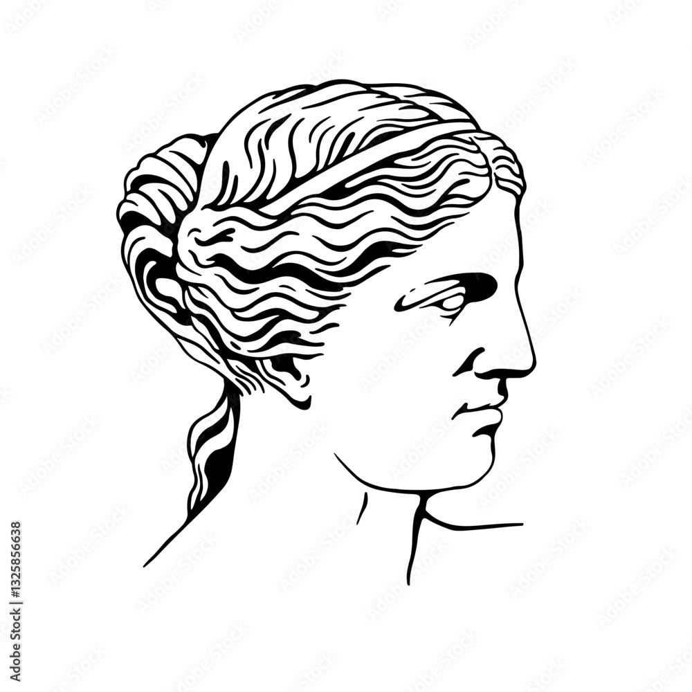 Venus de Milo Ancient Greek sculpture line art. Outline illustration ...
