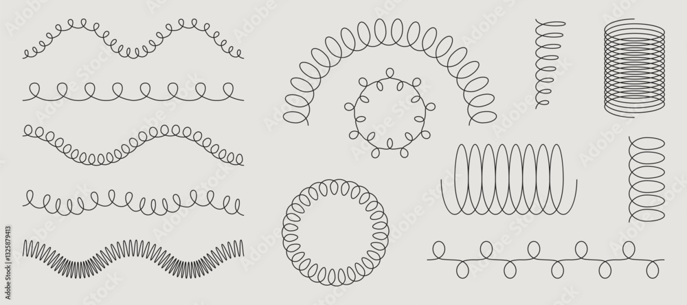 Spring and coil shapes collection - various spiral, wavy and looped ...